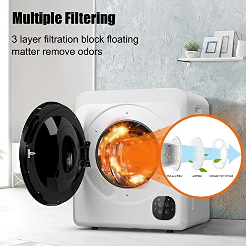 Julimoon 1700W Portable Laundry Dryer, 13.2 lbs Capacity Tumble Dryer with Stainless Steel Tub, Control Panel, Compact Clothes Dryer for Apartments, Home, Dorm, White
