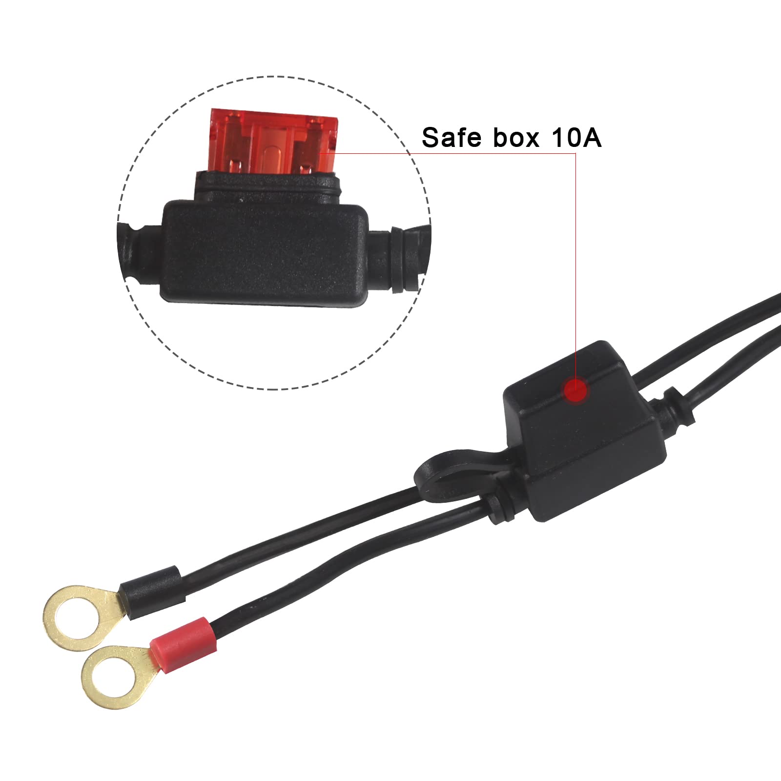 [ 5 Pack] SAE to O Ring Terminal Harness 2FT - SAE Eyelet Ring Terminal Cable 16awg Motorcycle Battery Trickle Charger Extension Cord with SAE Battery Terminal Quick Connect Disconnect Connector