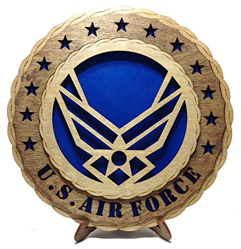 Contemporary Air Force Wings Armed Forces Decorative Custom Laser Crafted Three Dimensional Wooden Wall Plaque