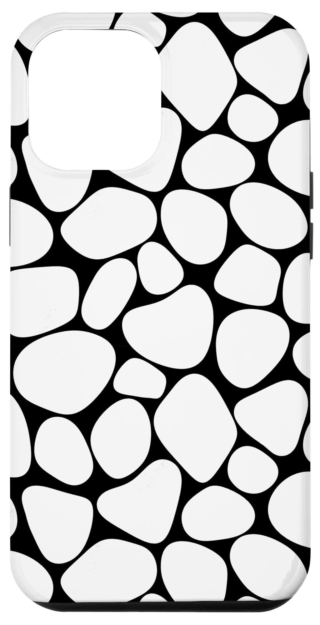 iPhone 12 Pro Max Black & White Pebble Pattern Decorative Rock Shapes Case