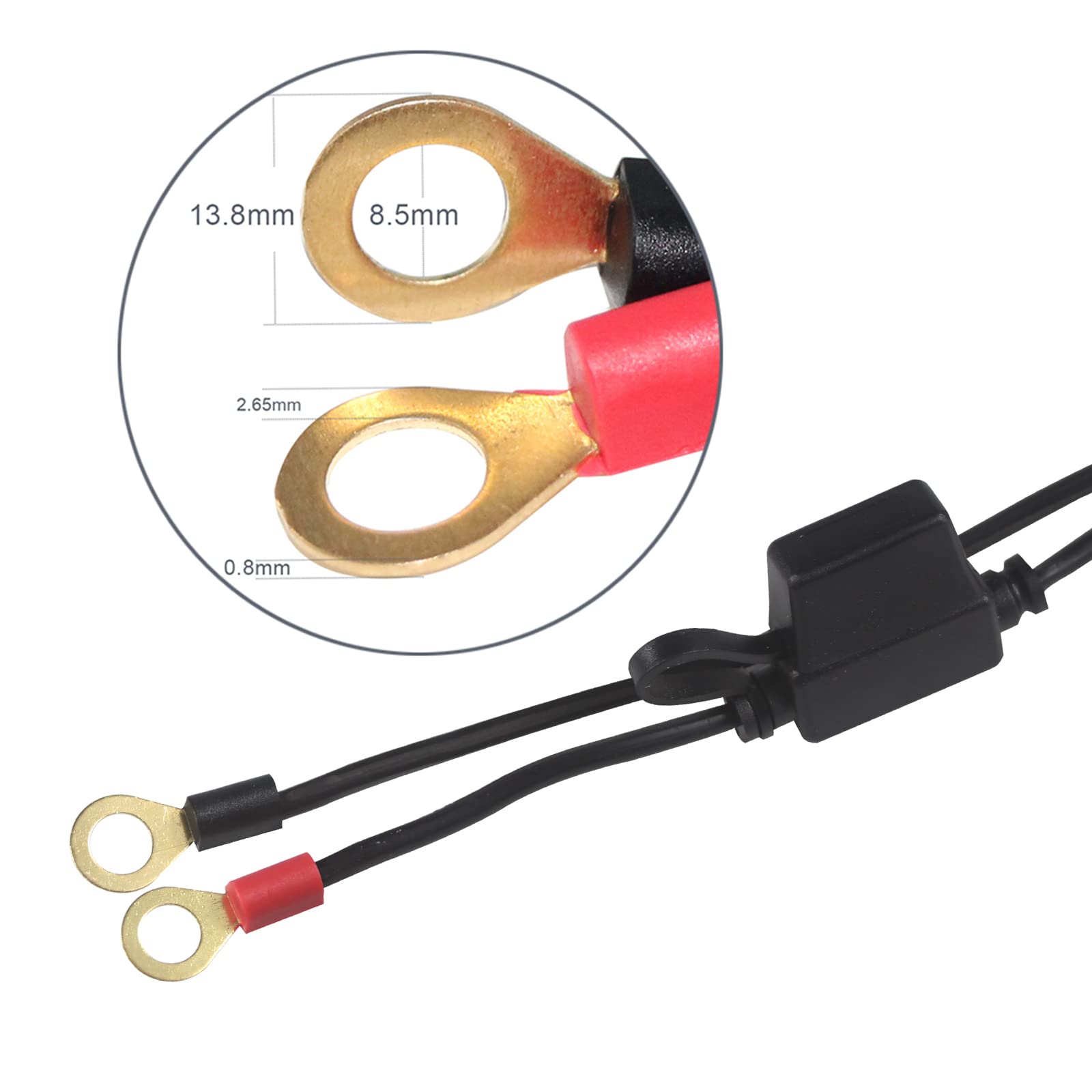 [ 5 Pack] SAE to O Ring Terminal Harness 2FT - SAE Eyelet Ring Terminal Cable 16awg Motorcycle Battery Trickle Charger Extension Cord with SAE Battery Terminal Quick Connect Disconnect Connector