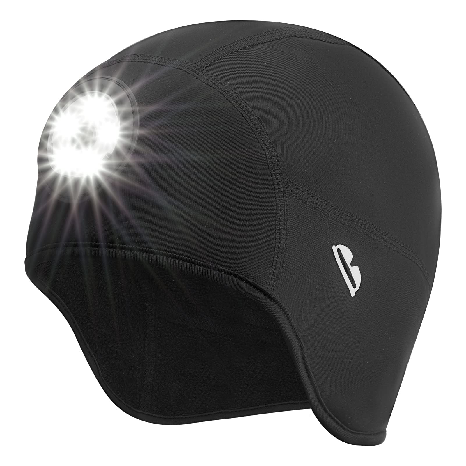 ROCKBROS LED Skull Cap with Light, Rechargeable Headlamp Cap, Winter Warm Running Cycling Cap, LED Lighted Beanies Hat,Headlight Flashlight Hiking Camping,Tech Gifts for Men Women Handyman Teens Black