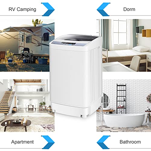 COSTWAY Portable Washing Machine, 9.92Lbs Capacity Full-automatic Washer with 10 Wash Programs, LED Display, 8 Water Levels, Compact Laundry Washer and Dryer Combo for Home, Apartment, Dorm, RVs