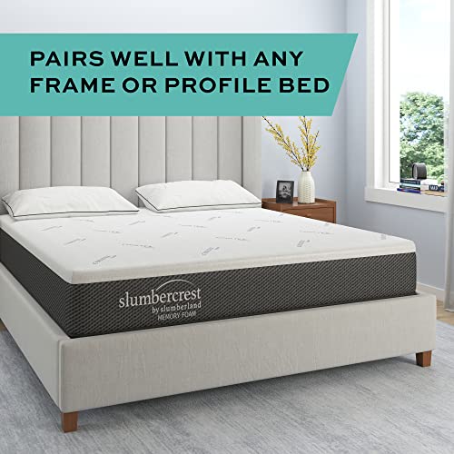 Slumbercrest by Slumberland Memory Foam 10 inch King Size Mattress Bed with Copper Cooling Cover and Cooling Infused Gel-Foam - Pressure Relieving Base Foam Provides Comfort, Stability, and Support
