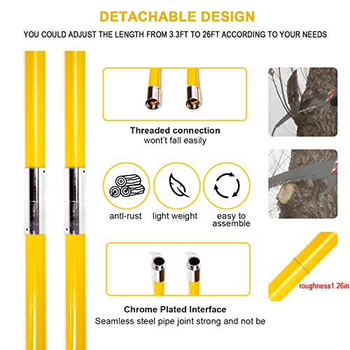 27 Feet Tree Pole Pruner, 2023 Upgraded Gear Manual Branches Trimmer for Garden Tools Loppers Hand Pole Saws Extendable Height with Knives and Storage Pocket