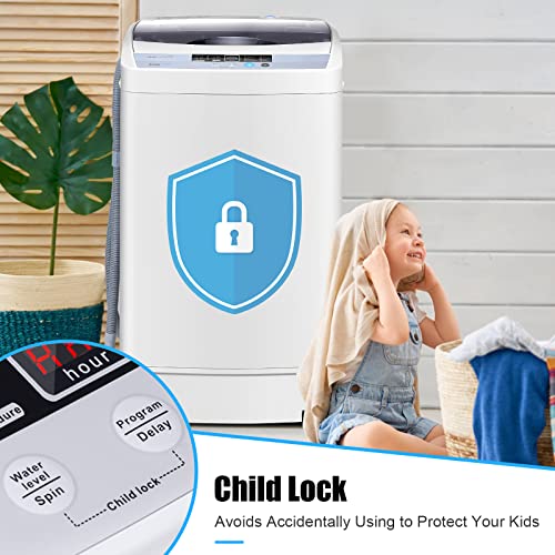 COSTWAY Portable Washing Machine, 9.92Lbs Capacity Full-automatic Washer with 10 Wash Programs, LED Display, 8 Water Levels, Compact Laundry Washer and Dryer Combo for Home, Apartment, Dorm, RVs
