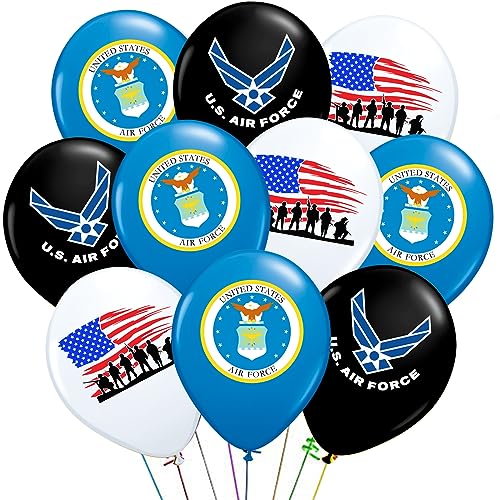 U.S. Air Force Balloons Pack of 30 US Air Force Party Decorations US Air Force Party Balloons for U.S Air Force Birthday Celebration Air Force Graduation Air Force Retirement Party Going Away Party