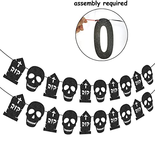 Skull and Tombstone Garland Banner for Death to My 20s Birthday Party Decorations Gothic Bachelorette Party Gothic Wedding Decorations