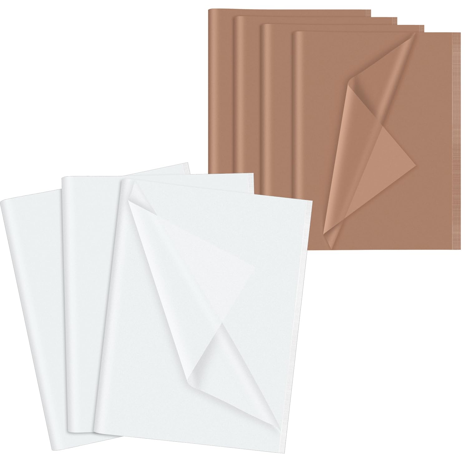 NEBURORA 60 Sheets White Tissue Paper Bundles 120 Sheets Brown Tissue Paper for Gift Wrap Filler Flower Art Crafts DIY Birthday Christmas Wedding Decor