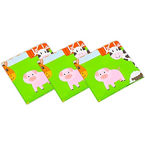 BLUE PANDA Farm Animal Birthday Party Tablecloth for Barnyard Decorations (54 x 108 in, 3 Pack)