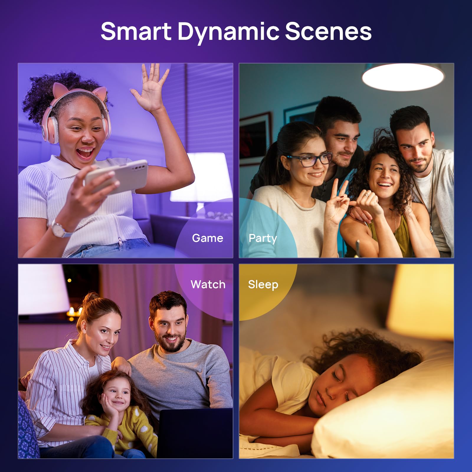Consciot Smart Light Bulbs, WiFi Color Changing Light Bulb, LED Light Bulb That Compatible with Alexa & Google Home, A19 E26 Smart Bulb 60 watt Equivalent, Music Sync, Dimmable Smart LED Bulb, 4 Pack