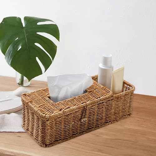 Gazechimp Tissue Box Cover Facial Tissue Holder Napkin Dispenser Paper Holder Dispenser Removable Tissue Holder for Toilet Office Hotel, Light Brown