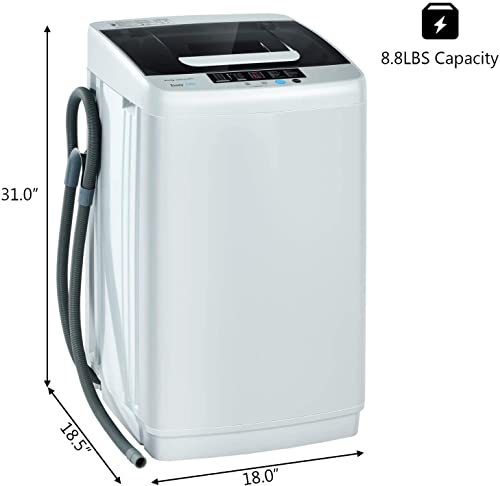 FUTADA Full Automatic Washing Machine, 2 in 1 Portable Laundry Washer, 8.8 Lbs Washer & Dryer Combo w/Built-in Barrel Light, LED Display, Energy Saving Top Load Washer for Camping, Apartment, Dorm