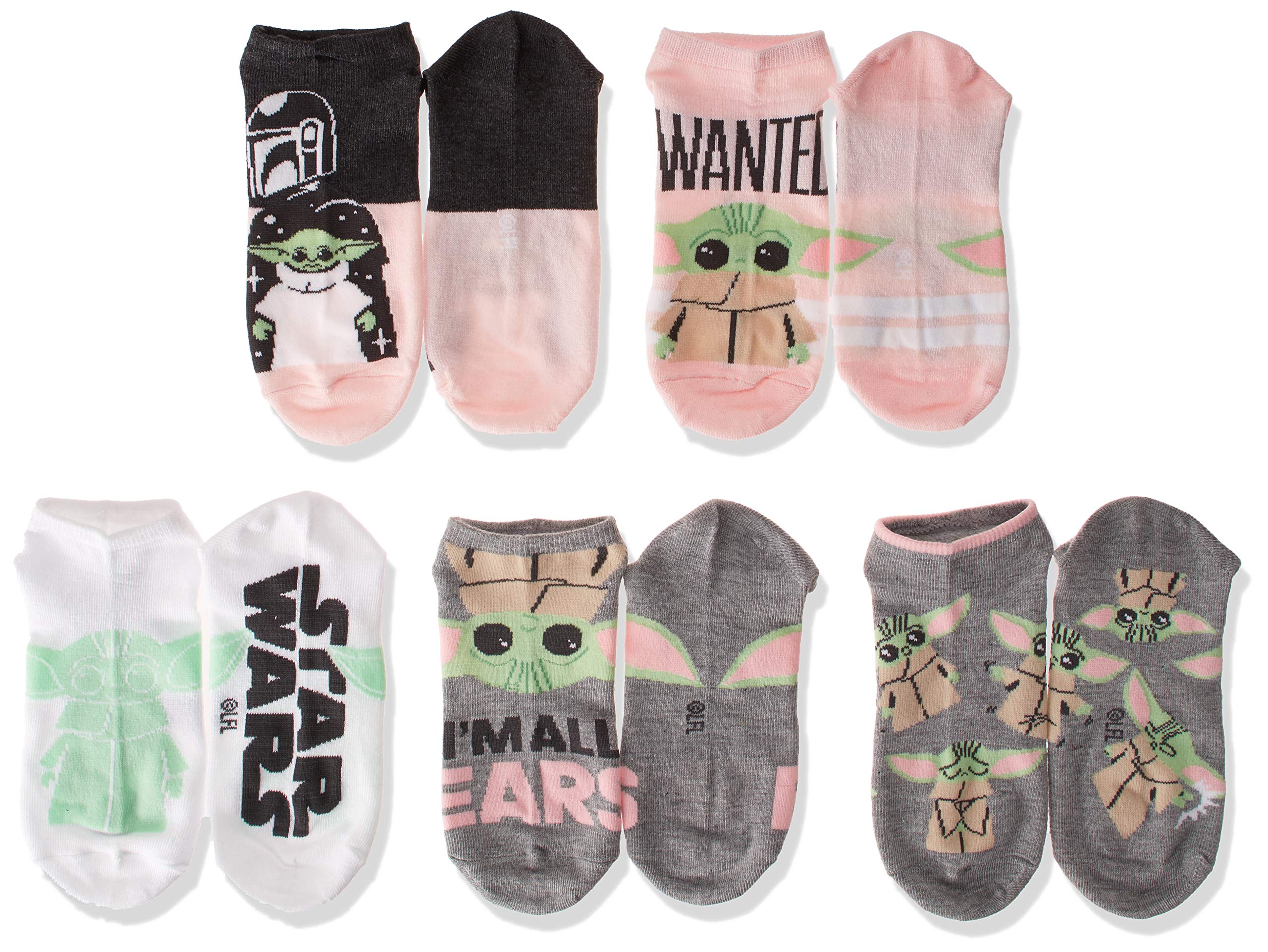 STAR WARS womens Star Wars 5 Pack No Show Casual Sock, Pink, 9 11 US (9K0092)
