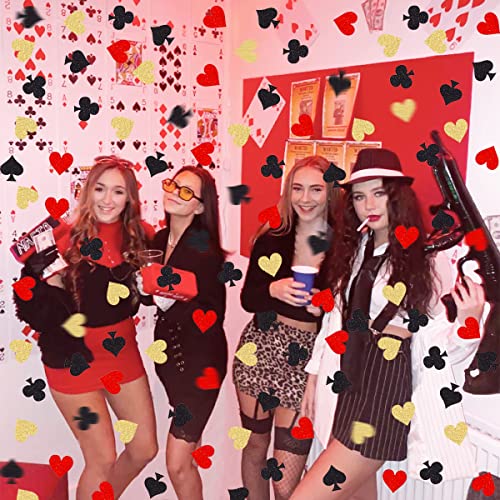 200 Pack Glitter Casino Confetti Decorations, Poker Table Scatter for Las Vegas Game Night Party Supplies
