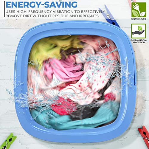 Pyle Portable Mini Washing Machine Lightweight Collapsible Bucket - Perfect for Camping, Travelling, Apartment, Dorm USA Brand - Pure Clean PUCWM33