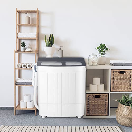 INTERGREAT Portable Washing Machine Mini 17.6 Lbs Compact Washer Machine and Dryer Combo, Small Twin Tub Washer with Spin Cycle for Camping, Laundry, Apartments, Dorms, College Rooms, Rv’s (Grey)