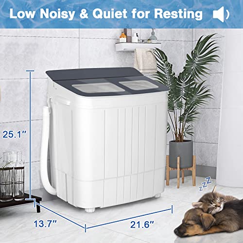 INTERGREAT Portable Washing Machine Mini 17.6 Lbs Compact Washer Machine and Dryer Combo, Small Twin Tub Washer with Spin Cycle for Camping, Laundry, Apartments, Dorms, College Rooms, Rv’s (Grey)