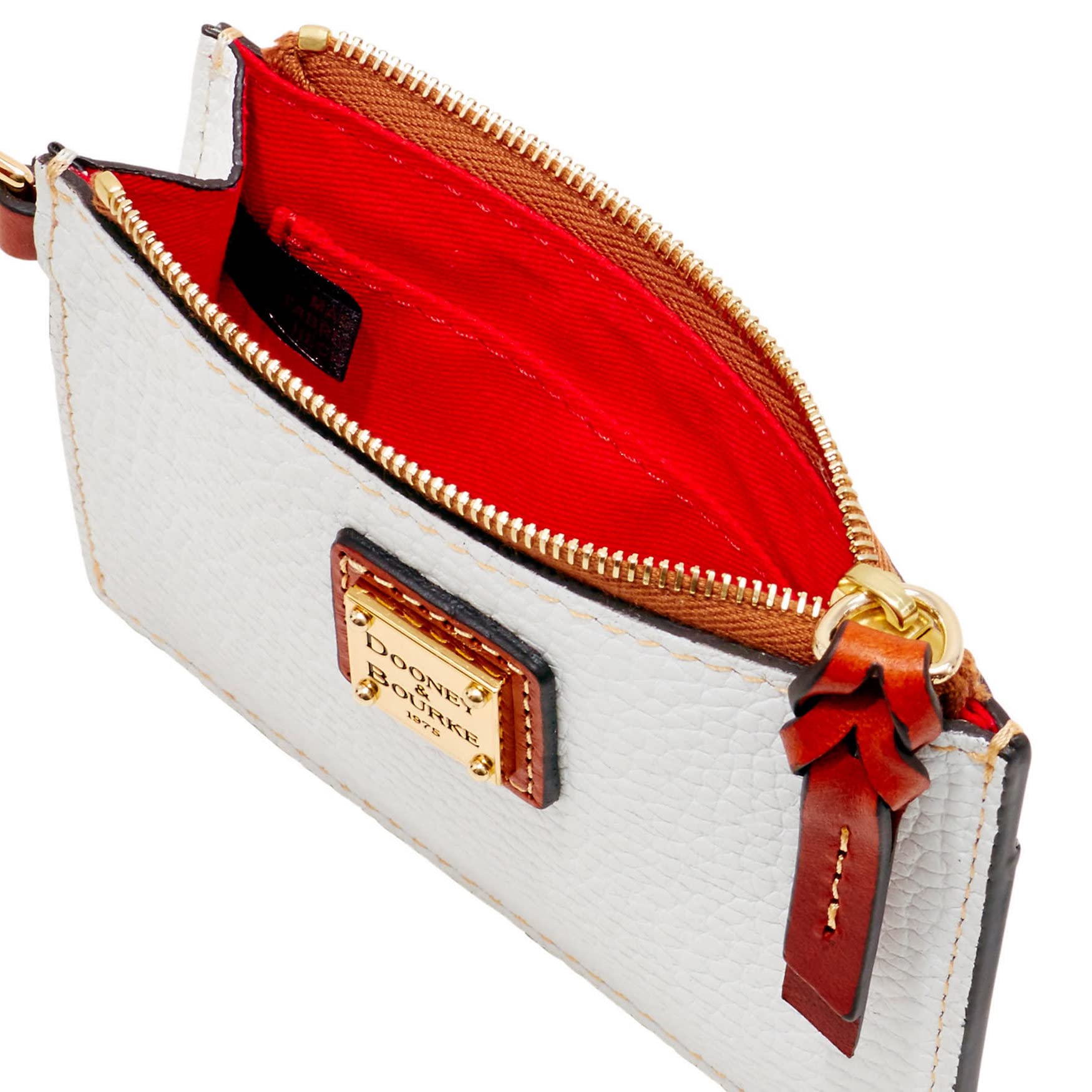 Dooney & Bourke Handbag, Pebble Grain Top Zip Card Case Wristlet - White