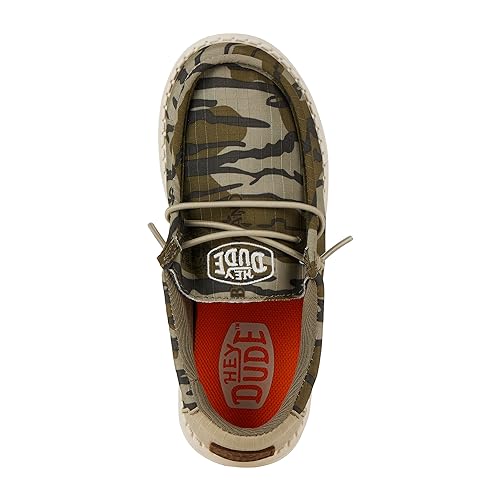 Hey Dude Boy's Wally Mossy Oak Original Botttomland T Camo Size 5 | Youth's Shoes | Youth Slip-on Loafers | Comfortable & Light-Weight