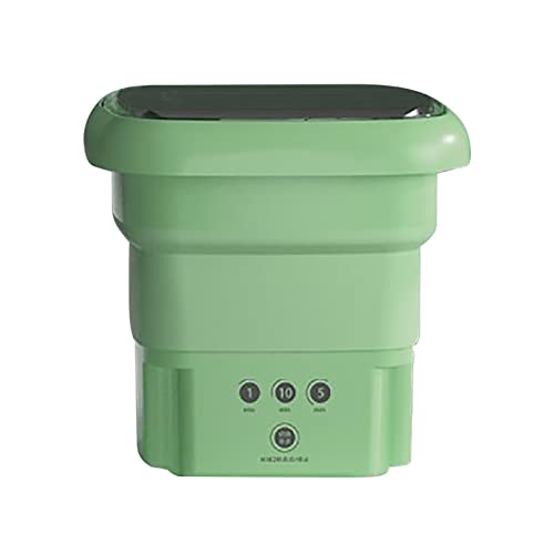 Portable Washer, Mini Washer with Spin Dry Drain Basket Drain Pipe Folding Portable Washing Bucket Drain Pipe and Drain Basket for Socks Underwear (Green)