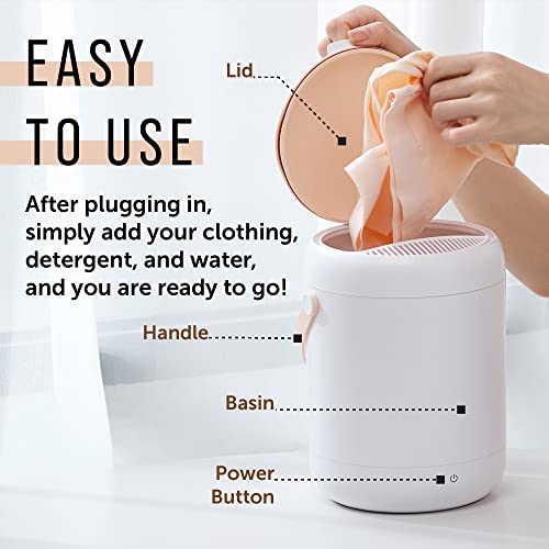 Mini Portable Washing Machine for Small Laundry Loads – Compact Apartment Washing Machine With Quick and Quiet Operation – Convenient Countertop Washing Machine for Your Home – Delicates Washer (White)
