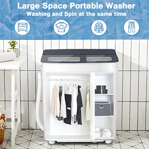 INTERGREAT Portable Washing Machine Mini 17.6 Lbs Compact Washer Machine and Dryer Combo, Small Twin Tub Washer with Spin Cycle for Camping, Laundry, Apartments, Dorms, College Rooms, Rv’s (Grey)