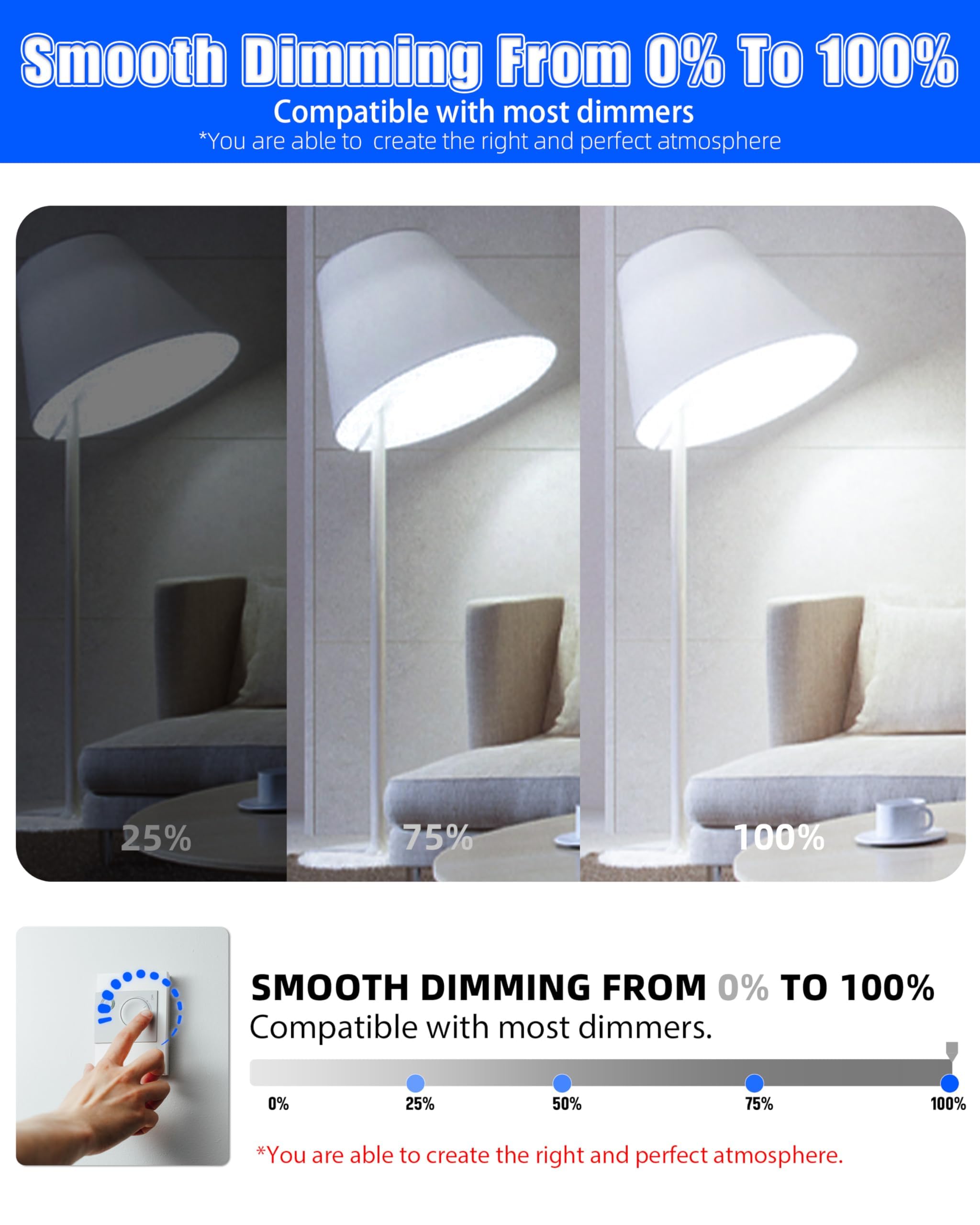 MASTERY MART Led Light Bulbs 10 Watt [60 Watt Equivalent], A19 - E26 Dimmable, 800 Lumens, Medium Screw Base, Energy Star, UL Listed (5000K Daylight White, 10 Count (Pack of 1))