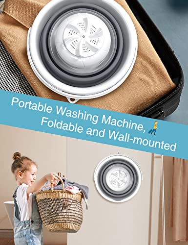 Portable Washing Machine, Mini Washing Machine Ultrasonic Turbine Wash, Mini Portable Washer for Underwear, Sock, Baby Clothes, Travel, Camping, Dorm, RV, Home Foldable Small Portable Laundry Machine