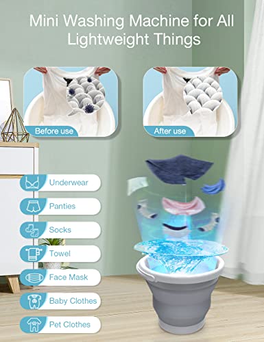 Portable Washing Machine, Mini Washing Machine Ultrasonic Turbine Wash, Mini Portable Washer for Underwear, Sock, Baby Clothes, Travel, Camping, Dorm, RV, Home Foldable Small Portable Laundry Machine