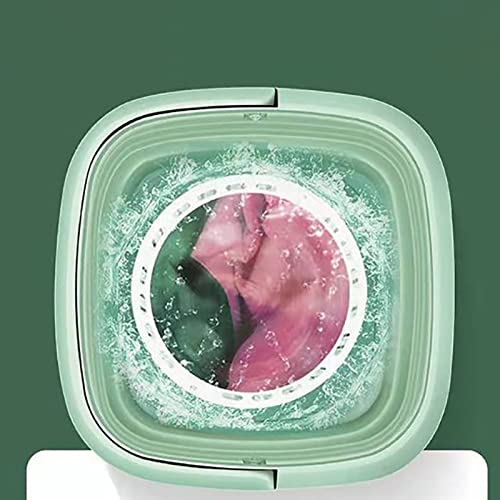 Portable Washer, Mini Washer with Spin Dry Drain Basket Drain Pipe Folding Portable Washing Bucket Drain Pipe and Drain Basket for Socks Underwear (Green)