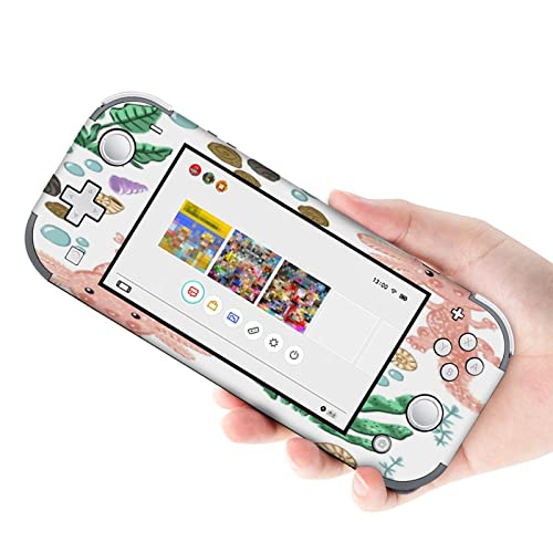 Axolotls Shells Pebbles and Bubbles Compatible with Switch/Switch Lite Console Joy-Con Dock Sticker Skin Full Set Cute Stickers Cover for Switch Lite
