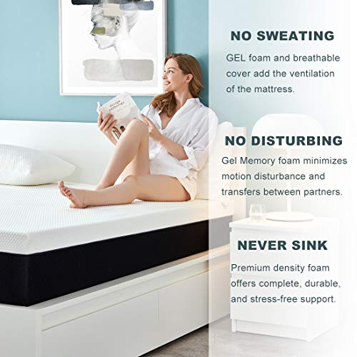 Molblly 10 Inches King Size Mattress, Gel Memory Foam Mattress in a Box, Back Pain Relief & Cool Bed, 10-Year Support Mattress, Fiberglass Free, Ultimate Motion Isolation, Premium King Bed