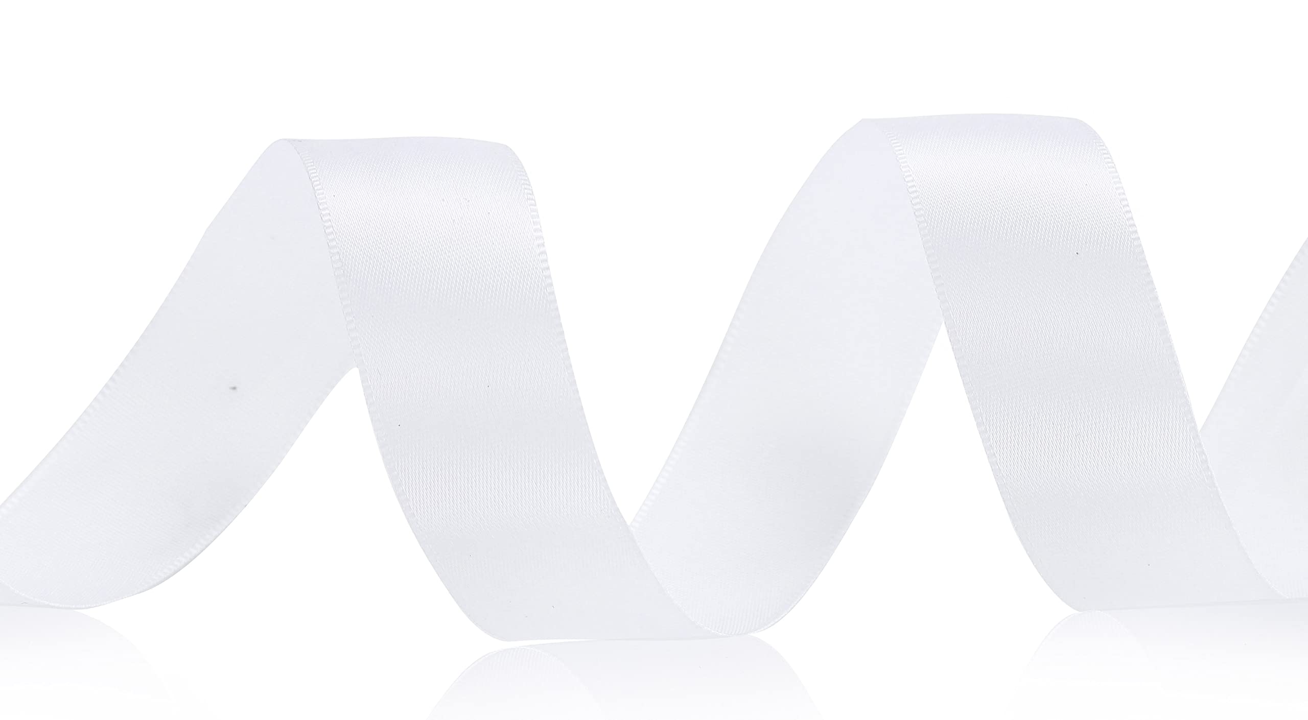 KSRIGHT 7/8 inch Double Faced White Satin Ribbon 25 Yards for Gift Wrapping,Wedding Decoration, Bows Making, Sewing, DIY Crafts