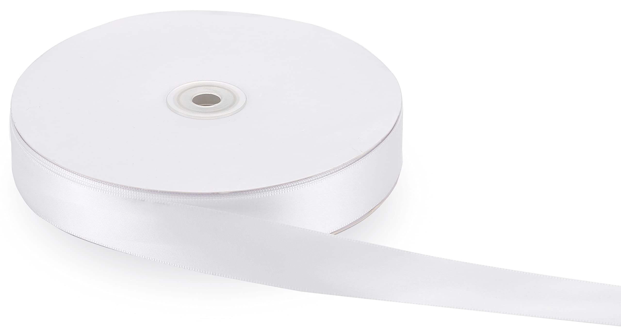 KSRIGHT 7/8 inch Double Faced White Satin Ribbon 25 Yards for Gift Wrapping,Wedding Decoration, Bows Making, Sewing, DIY Crafts