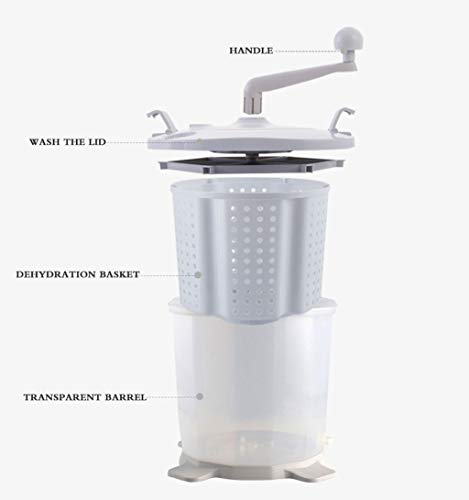 YDCW Mini Hand Crank Washing Machine Dehydrator,2020 Latest Mini Small Semi-Automatic Washer,Compact Spin Dryer, Portable Manual Non-Electric,Suitable for Camping Dormitory,Grey