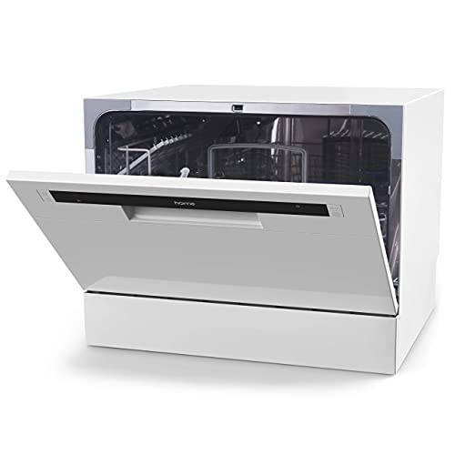 hOmeLabs Compact Countertop Dishwasher - Energy Star Portable Mini Dish Washer in Stainless Steel Interior for Small Apartment Office and Home Kitchen with 6 Place Setting Rack and Silverware Basket