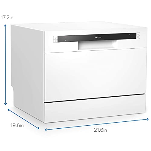 hOmeLabs Compact Countertop Dishwasher - Energy Star Portable Mini Dish Washer in Stainless Steel Interior for Small Apartment Office and Home Kitchen with 6 Place Setting Rack and Silverware Basket