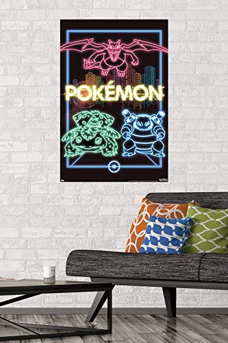 Trends International Pokémon - Neon Group Wall Poster, 22.375" x 34", Unframed Version