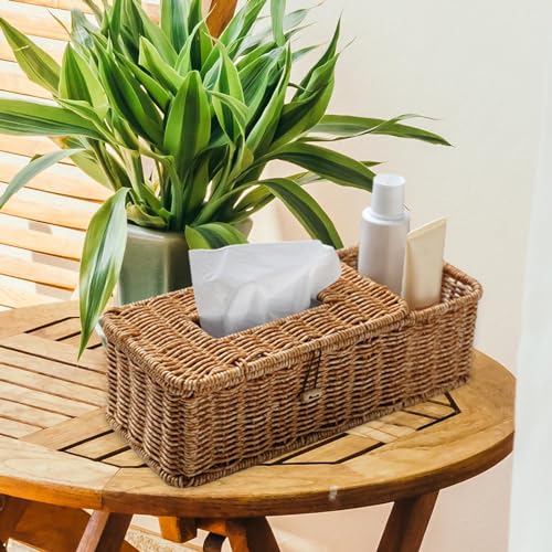 IEUDNS Paper Holder Dispenser Facial Tissuecase Dispenser Container Vintage Style Removable Tissue Holder Tissue Box for Bathroom, Light Brown