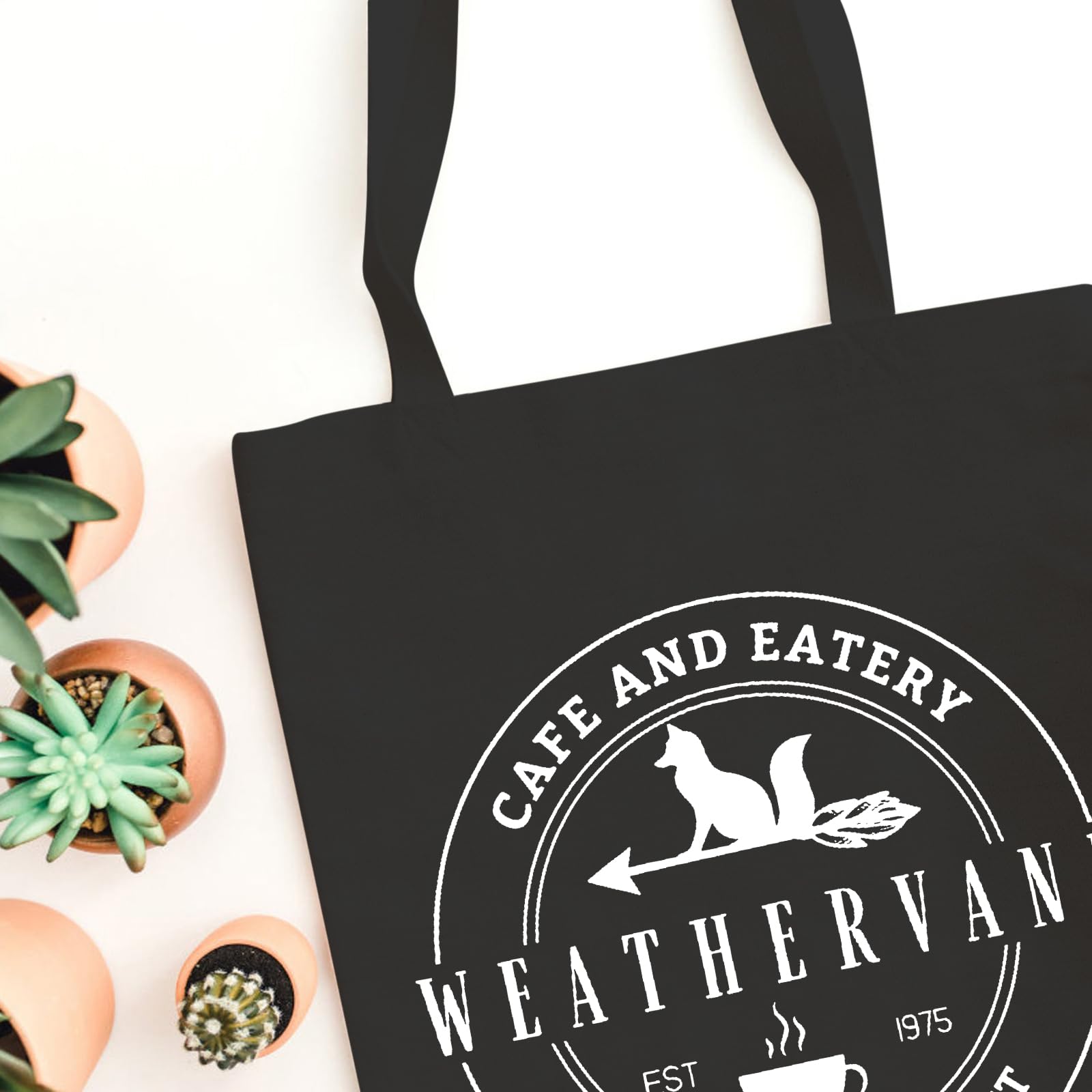 WCGXKO TV Shows Inspired Gift Addams Fan Gift Weathervane Cafe Jericho Vermont Jersey Canvas Reusable Bag Shopping Bag (CAFE AND EA tote)