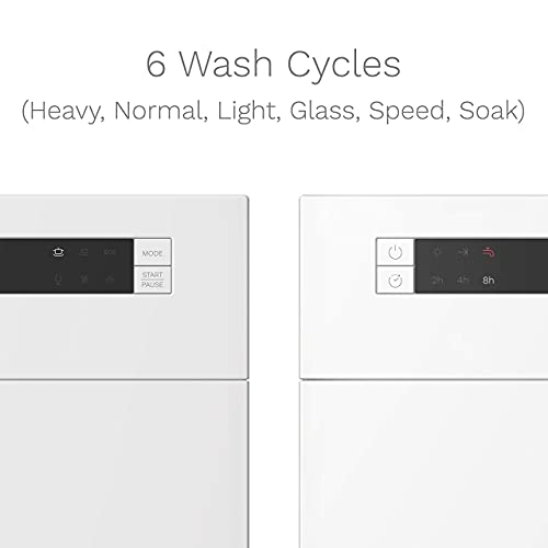 hOmeLabs Compact Countertop Dishwasher - Energy Star Portable Mini Dish Washer in Stainless Steel Interior for Small Apartment Office and Home Kitchen with 6 Place Setting Rack and Silverware Basket