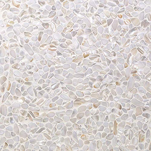 Ivy Hill Tile Pacif White Pebbles 11.81 in. x 11.81 in. Pearl Shell Mosaic Backsplash, Kitchen, Bathroom, Wall Tile (0.97 Sq. Ft. Sheet)