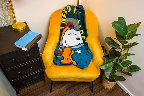 Silver Buffalo Peanuts Snoopy I Need My Space Astonaut Outer Space Moon 45" x 60" Fleece Throw, Soft and Cozy Blanket, 180 GSM