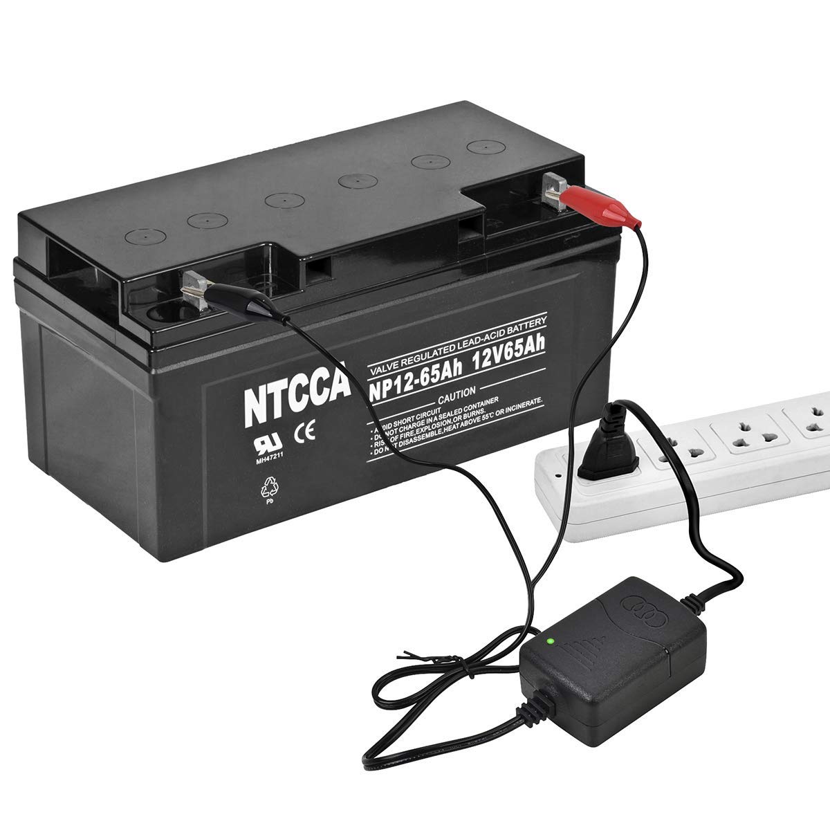 Trickle Battery Charger,12V 1250mA Smart Battery Charger Portable Car Battery Charger for 12V Lead-Acid Batteries