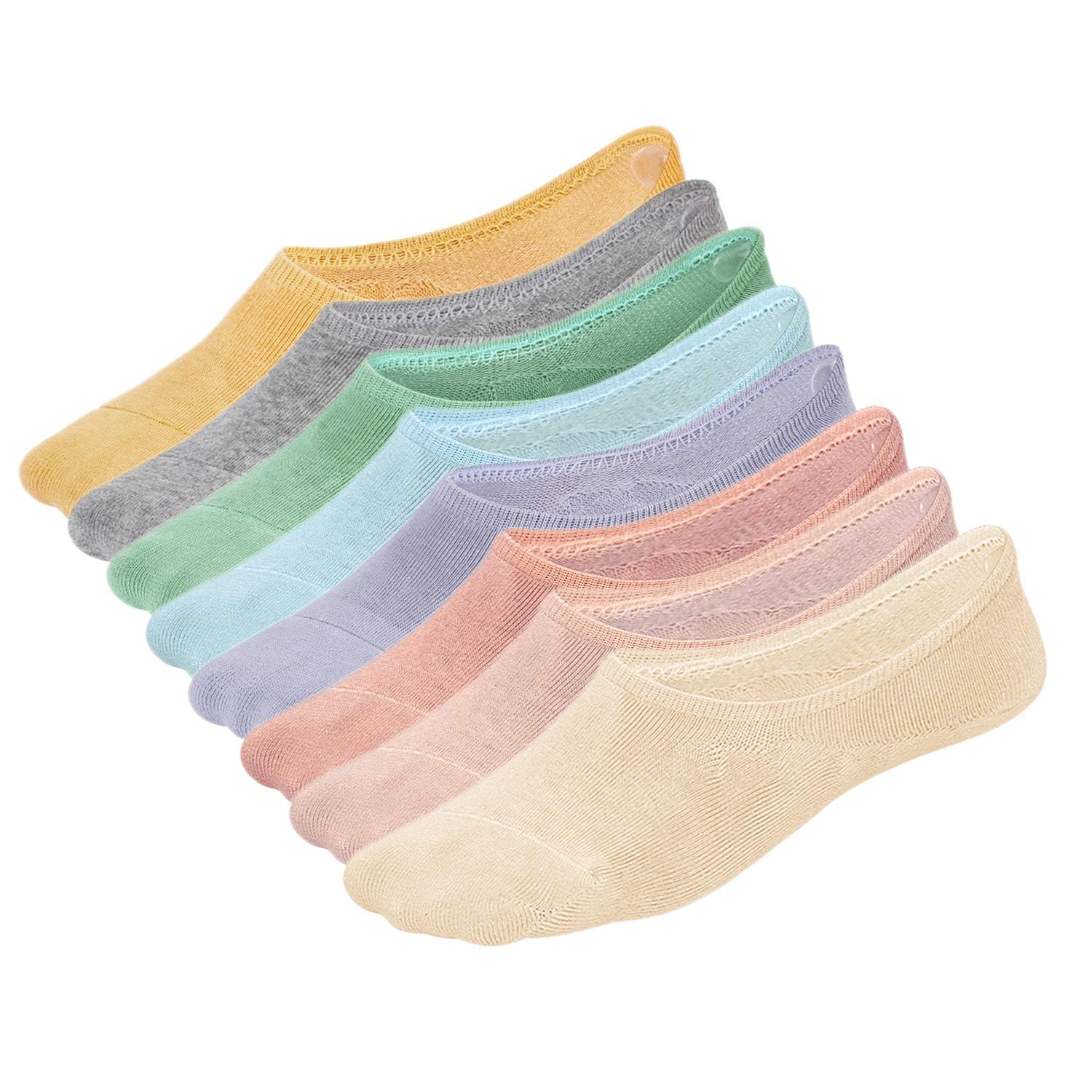 WHISPER DEER No Show Liner Socks Women - Size 4-7/7-10/10-13 Low Cut Invisible Cotton Sneaker Socks with Non Slip Grip (3/6/8 packs)