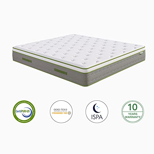 Novilla King Size Mattress, 10 Inch Hybrid Pillow Top King Mattress in a Box with Gel Memory Foam & Individually Wrapped Pocket Coils Innerspring for a Cozy & Peaceful Sleep