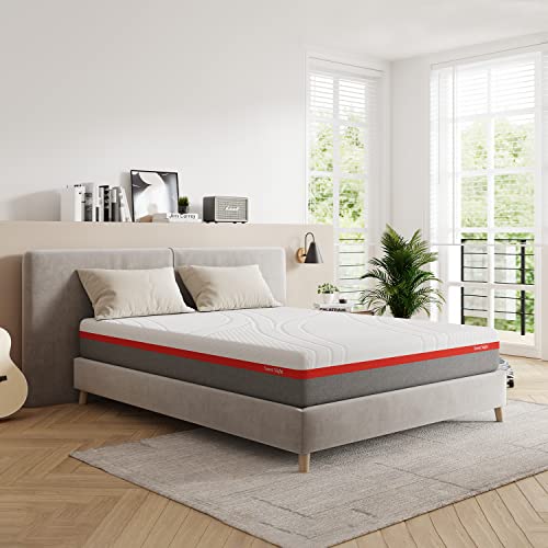 Sweetnight King Size Mattress, 10 Inch Cooling Gel Memory Foam Mattress in a Box, Foam Mattress with Flippable Design for Comfortable Sleep & Support, Plush, Clarity