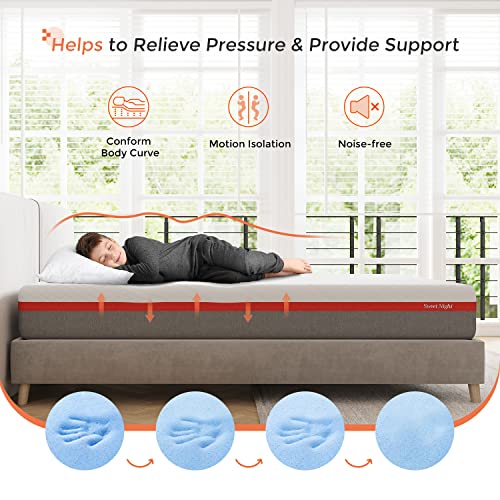 Sweetnight King Size Mattress, 10 Inch Cooling Gel Memory Foam Mattress in a Box, Foam Mattress with Flippable Design for Comfortable Sleep & Support, Plush, Clarity
