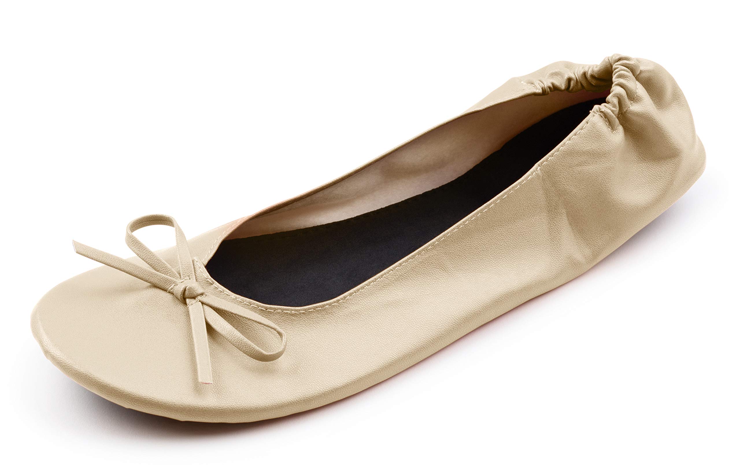 Silky Toes Foldable Flats for Women Purse Ballet Shoes Ballerina Slippers Nude